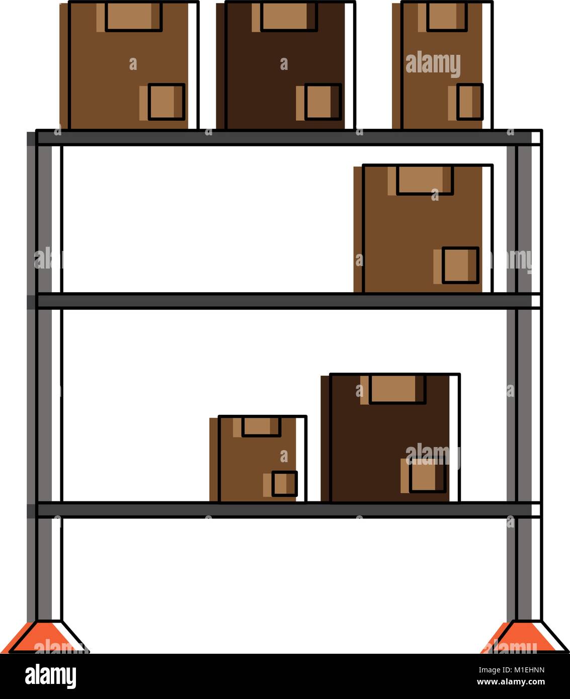 Warehouse racks with boxes Stock Vector Image & Art - Alamy