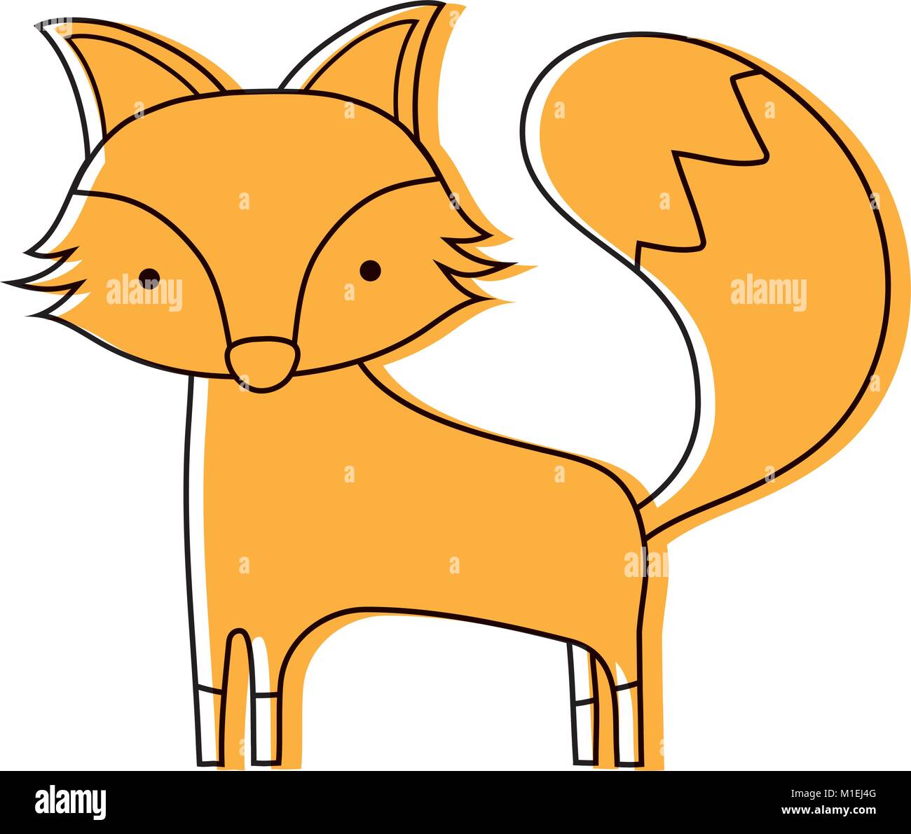 color cute fox wild animal of the forest vector illustration Stock ...