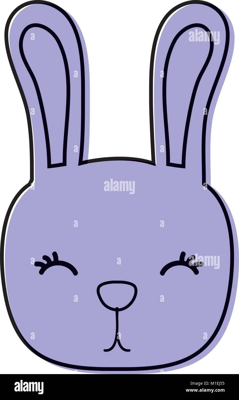 color cute rabbit head wild animal vector illustration Stock Vector ...