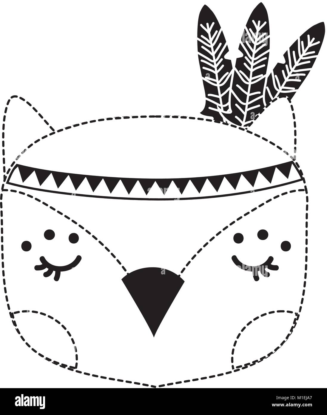 dotted shape cute owl head animal with feathers vector illustration ...