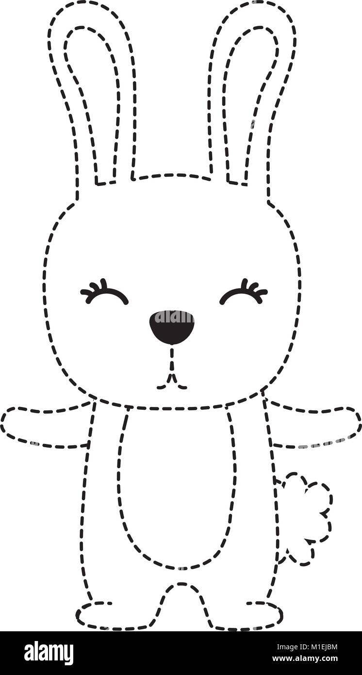 dotted shape cute rabbit wild animal of the forest vector illustration ...