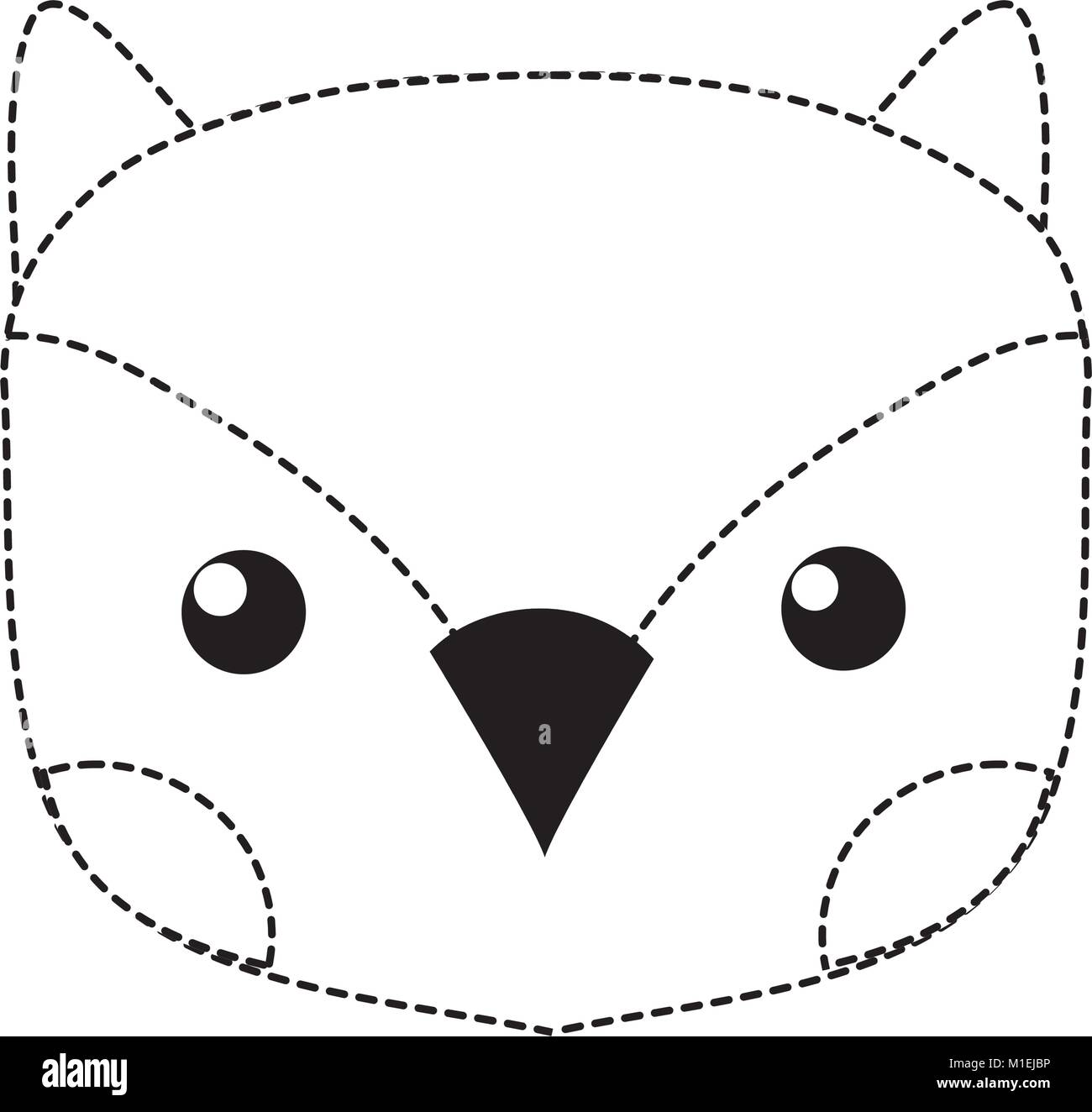 dotted shape cute owl head wild animal vector illustration Stock Vector ...