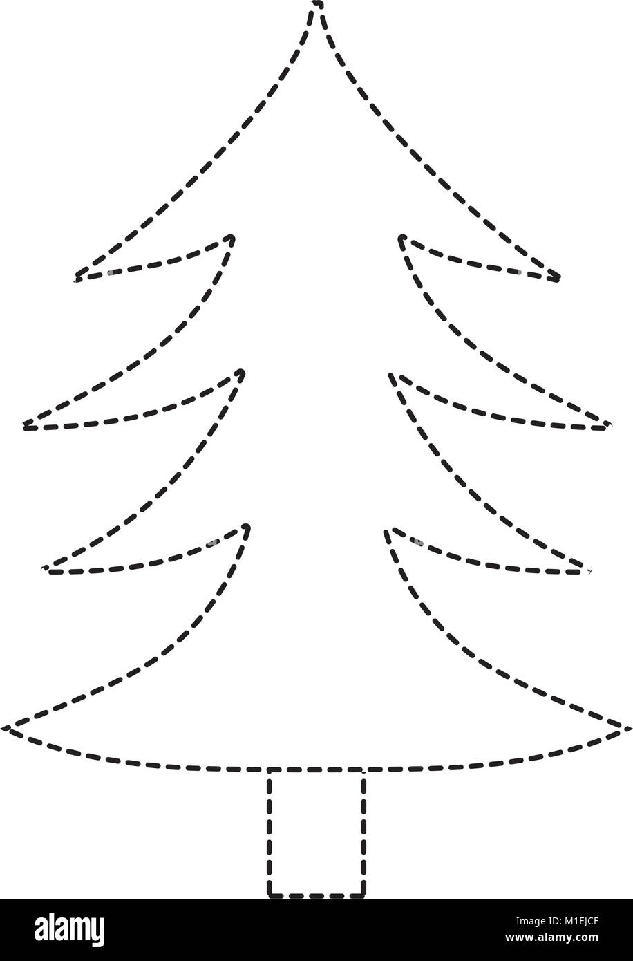 dotted shape natural pine tree with trunk design vector illustration ...