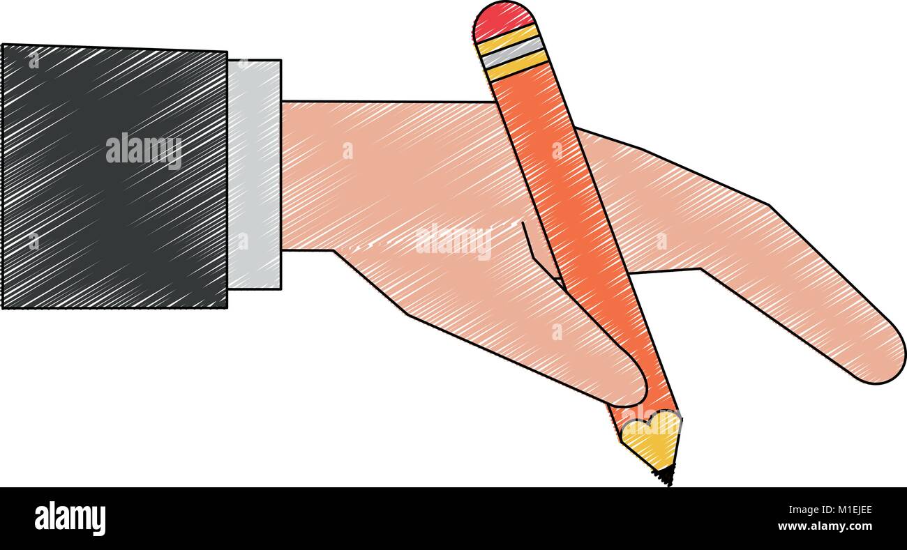 Hand with pencil Stock Vector Image & Art - Alamy