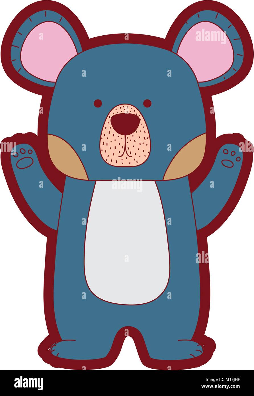 line color cute bear wild animal of the forest vector illustration ...