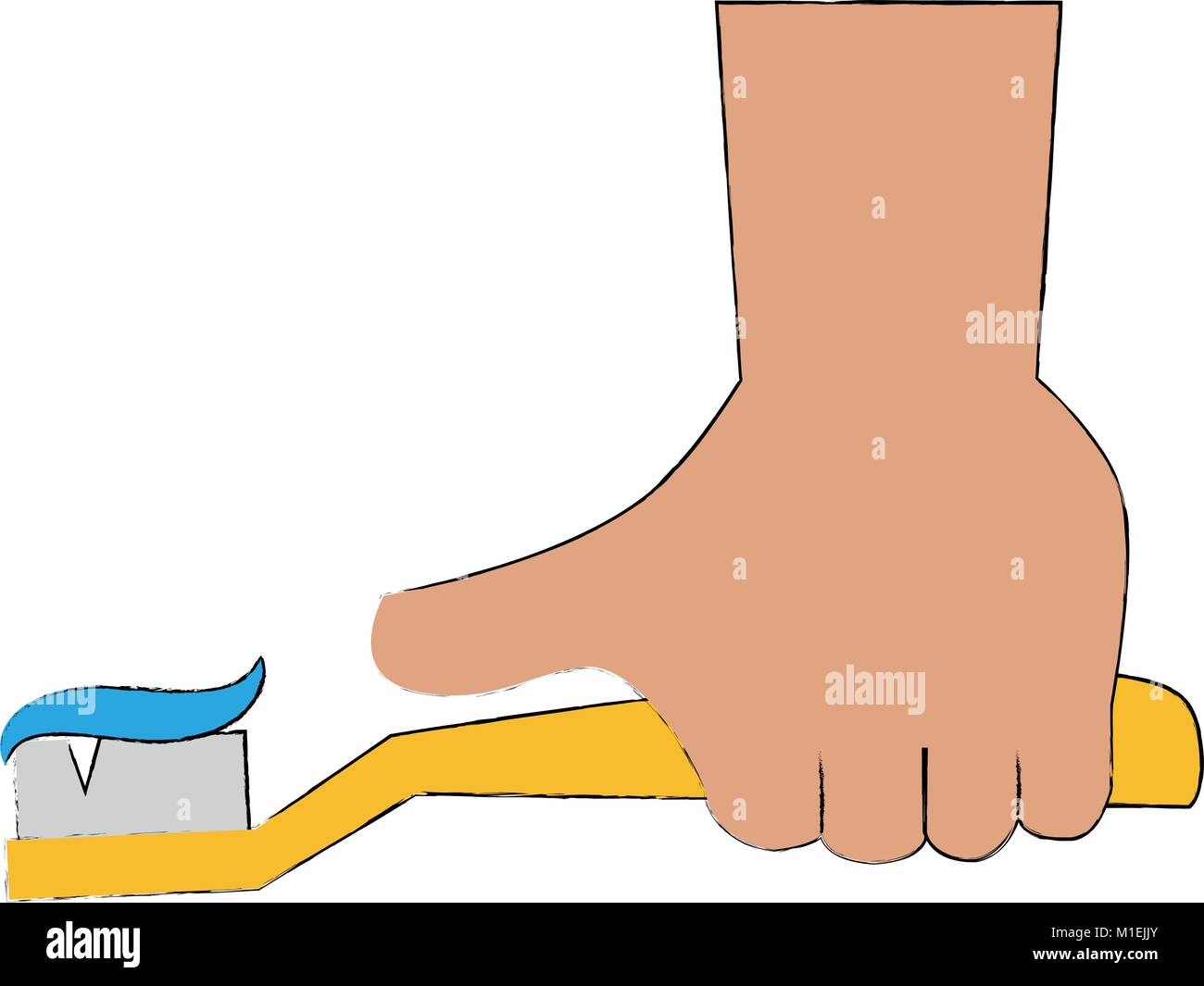 Hand with toothbrush Stock Vector Image & Art - Alamy