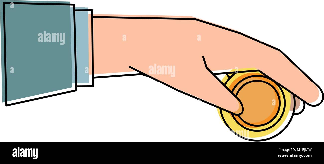 Hand with coin Stock Vector Image & Art - Alamy