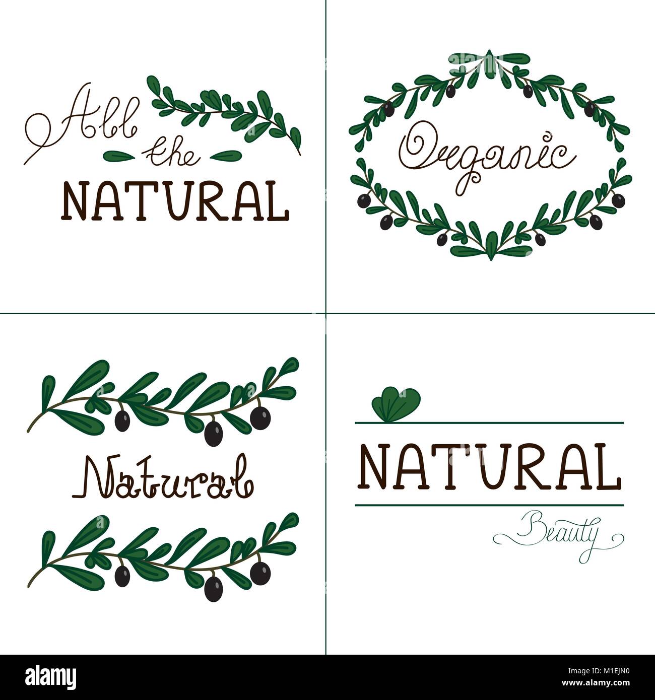 Natural Quality Handwritten Logotype Stock Vector Image & Art - Alamy