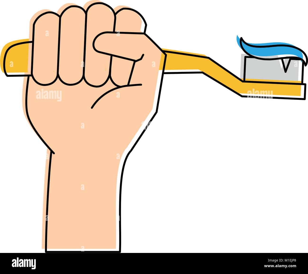 Hand with toothbrush Stock Vector Image & Art - Alamy