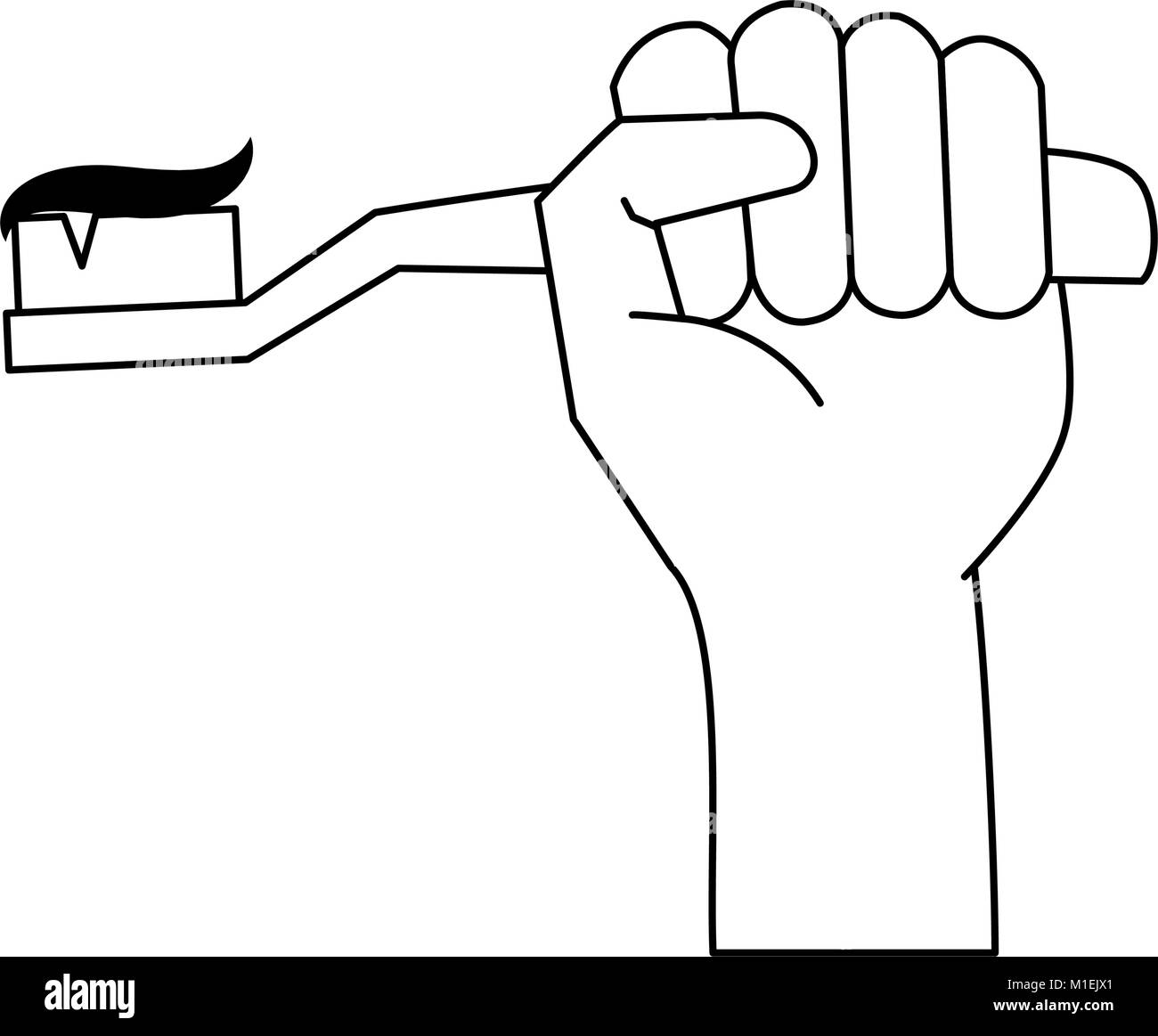 Hand with toothbrush Stock Vector Image & Art - Alamy