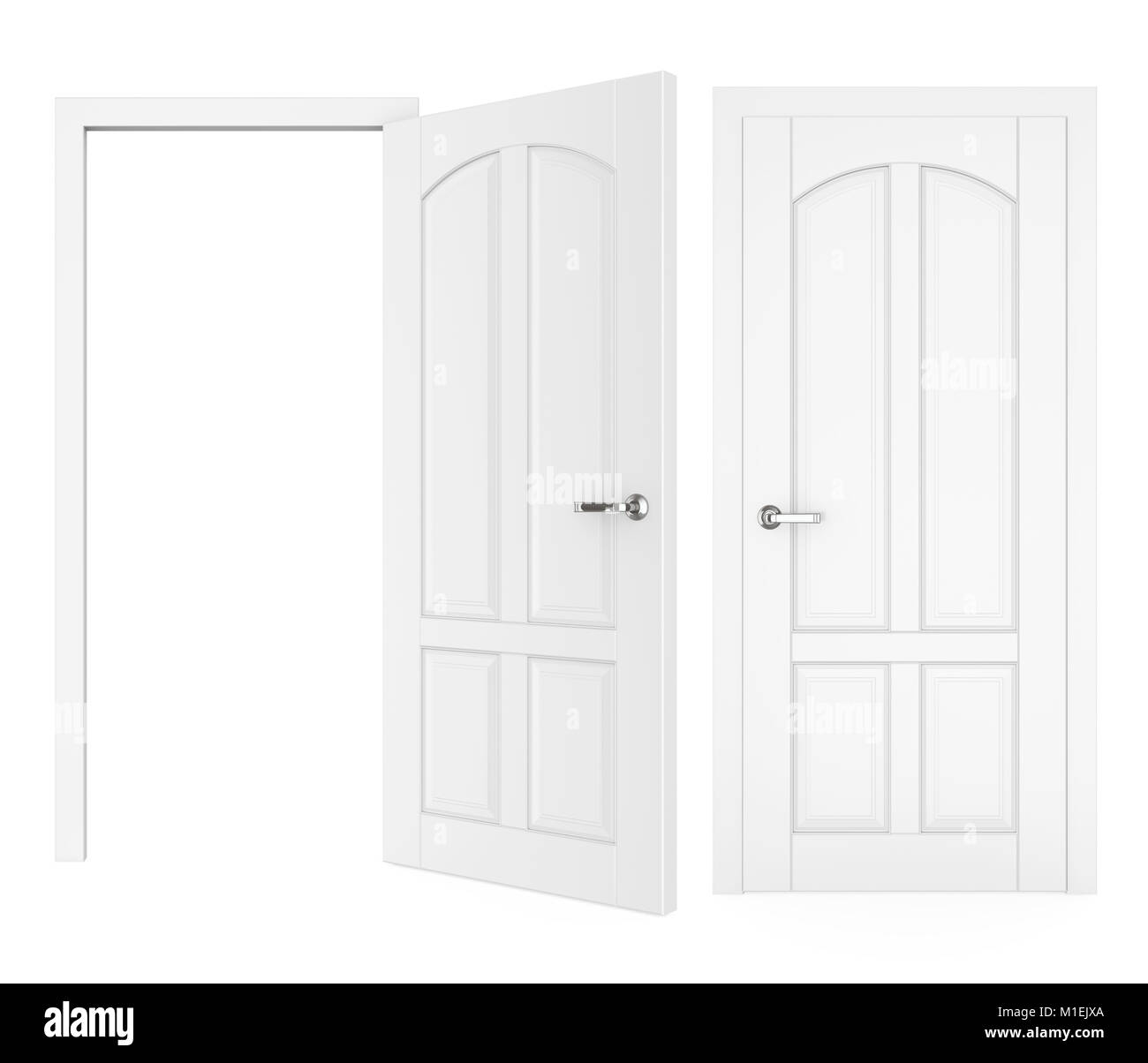 Closed and Opened Doors Isolated Stock Photo - Alamy