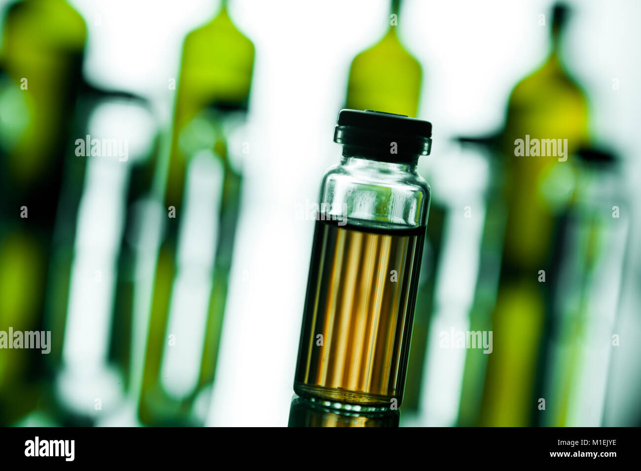 Group object of liquid medicinal agent in limpid glassware in medical ...