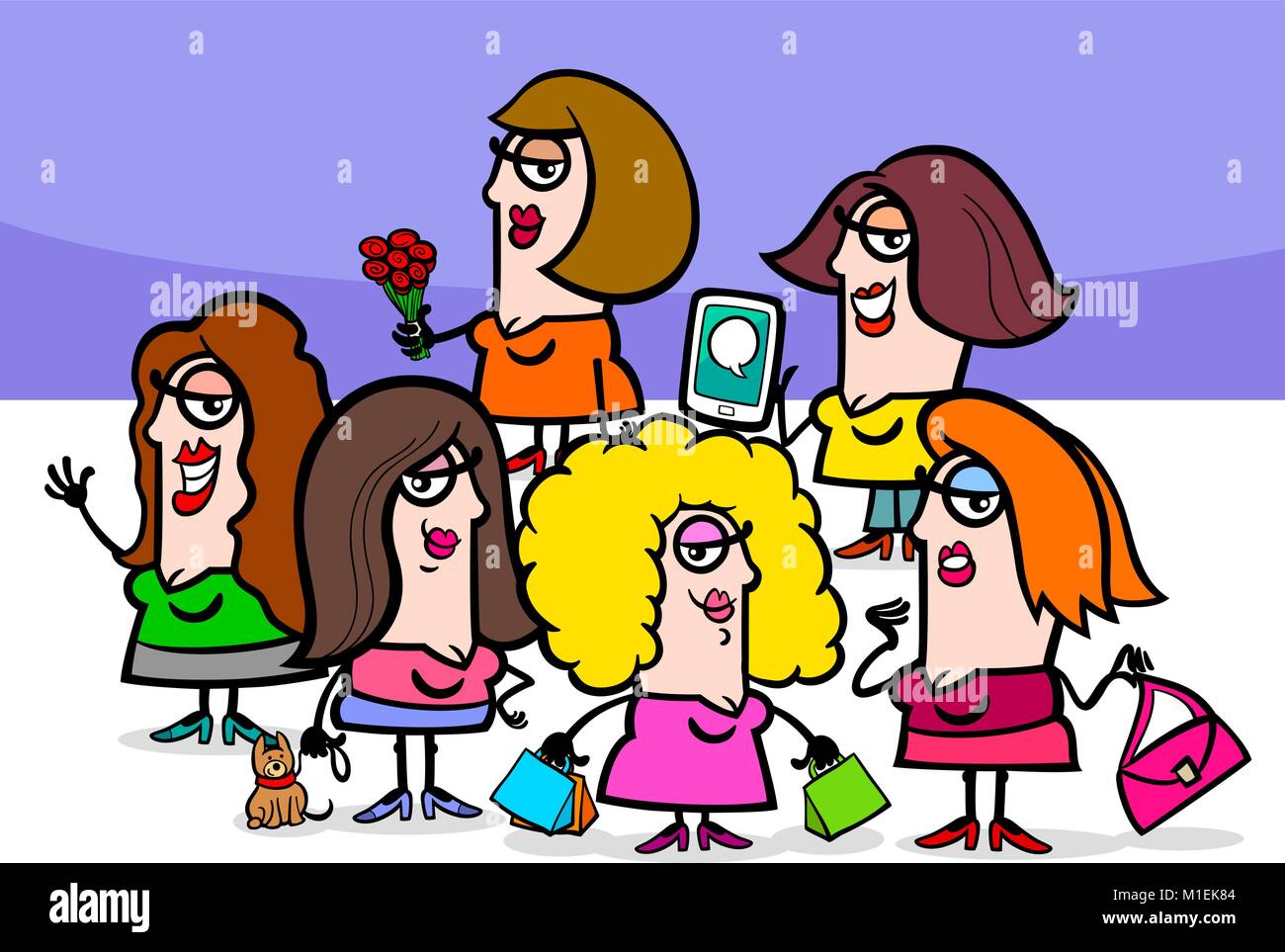 Cartoon Illustration of Comics Women People Characters Group Stock ...