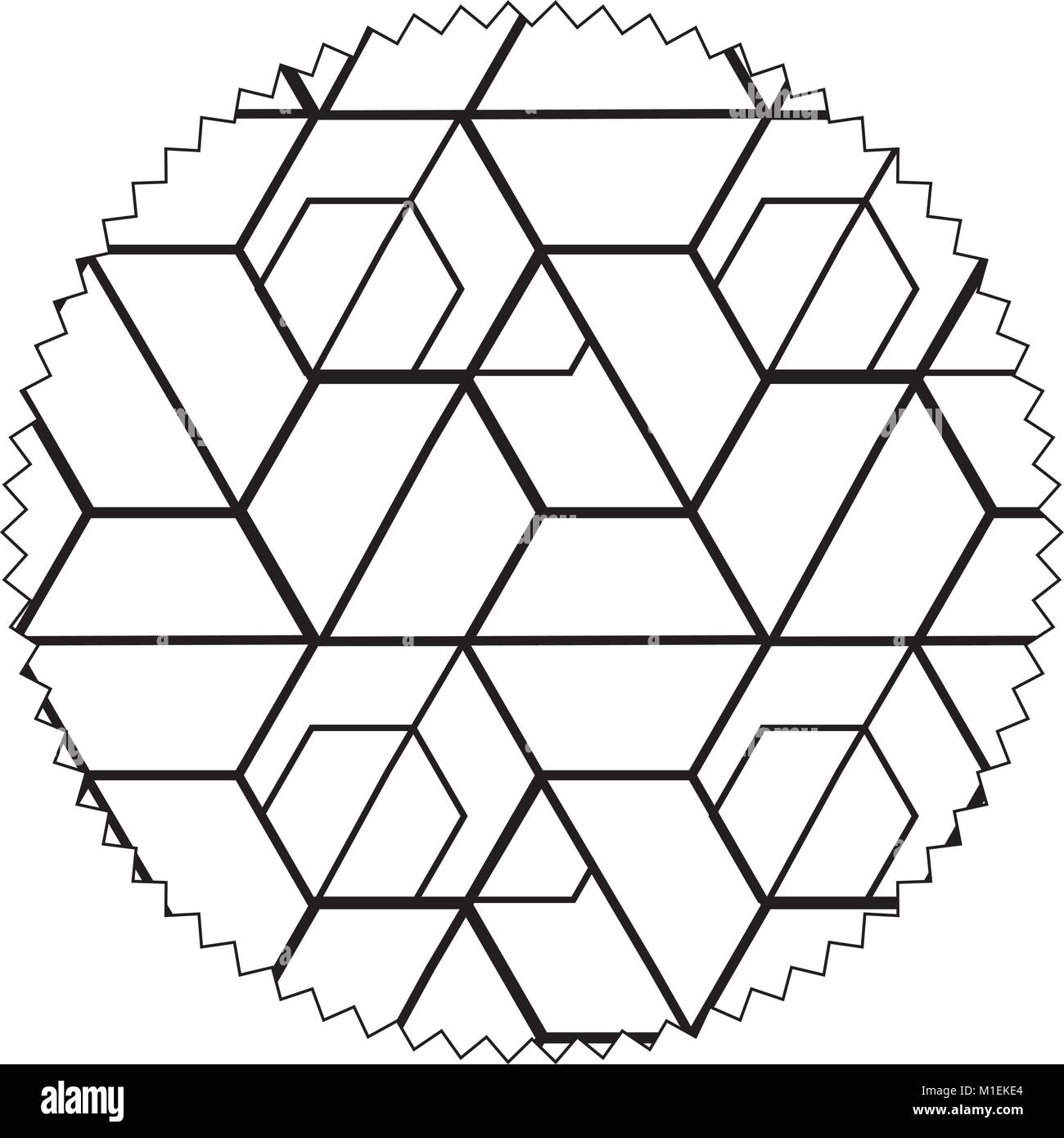 circle with seamless pattern shapes background design vector ...