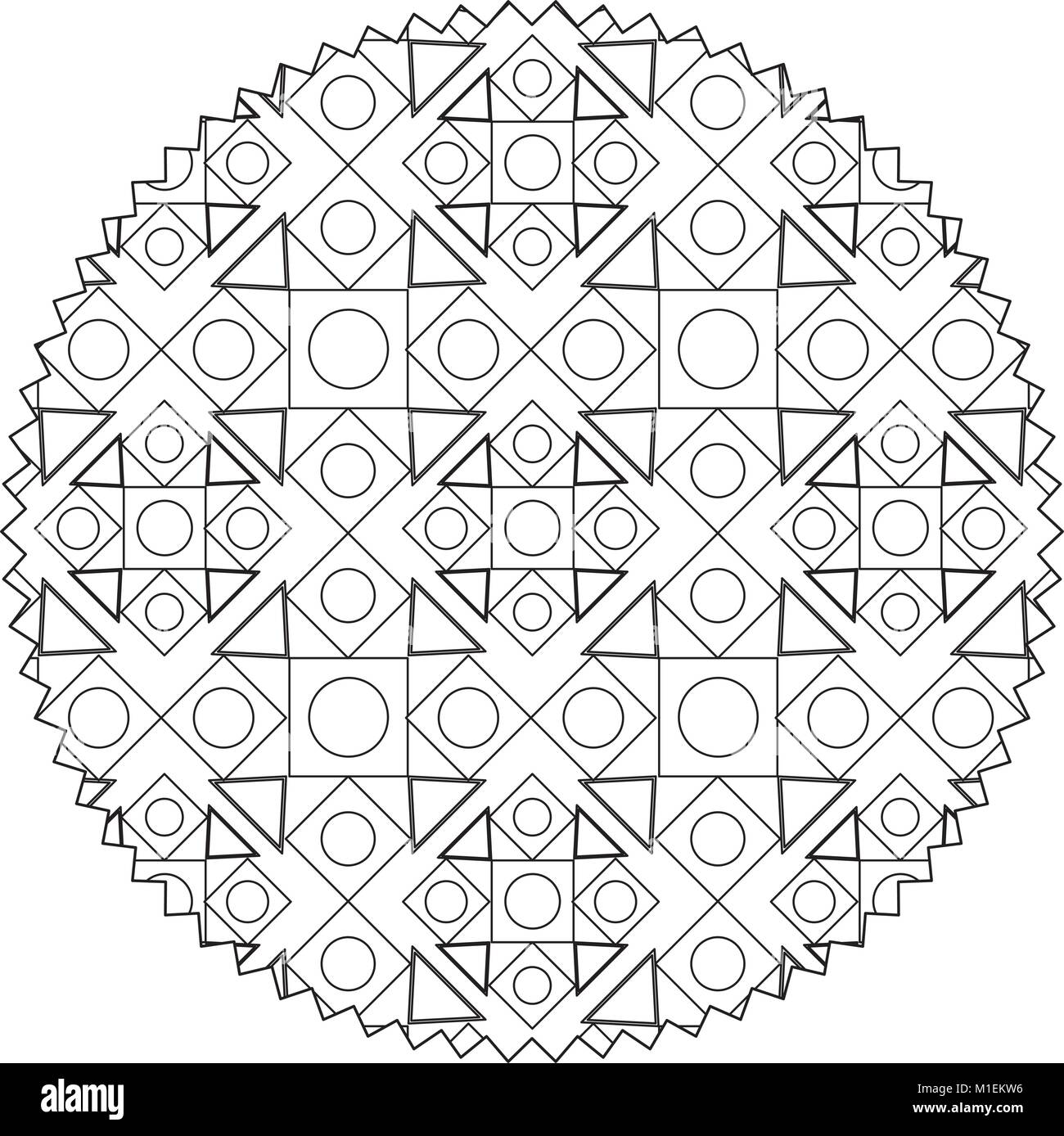 line circle with pattern geometric shapes background design vector ...