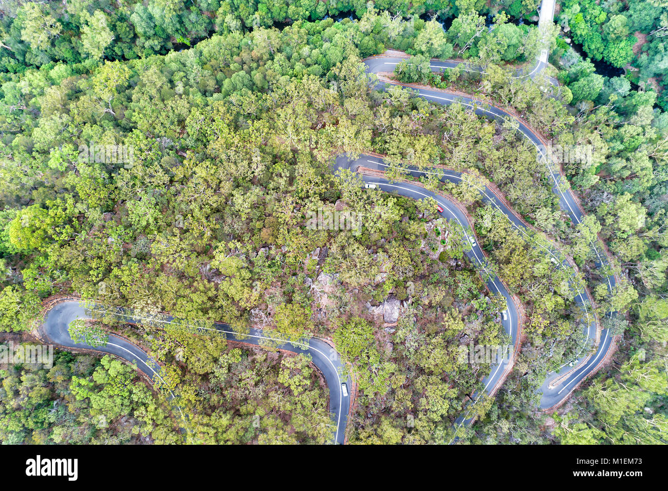 Winding road aerial view hi-res stock photography and images - Alamy