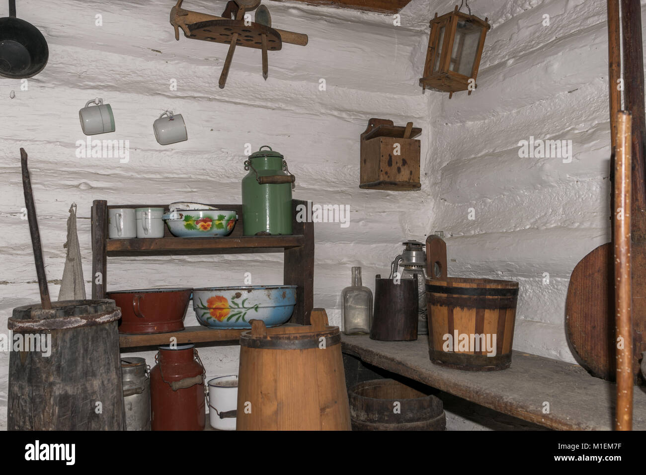 Traditional folk kitchen with tools Stock Photo - Alamy
