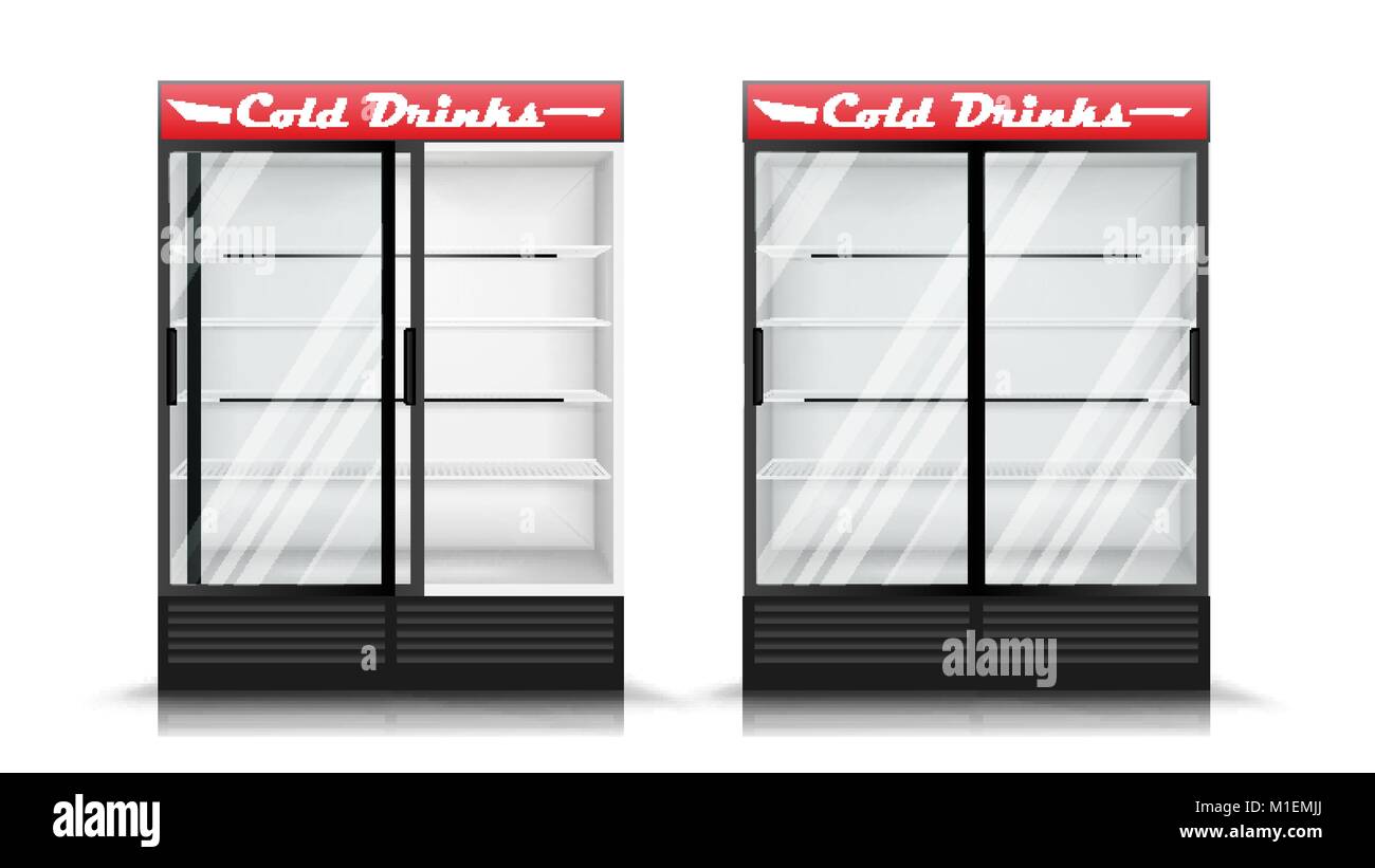 Refrigerator Realistic Vector. Modern vertical Fridge. Front Panel. Two ...