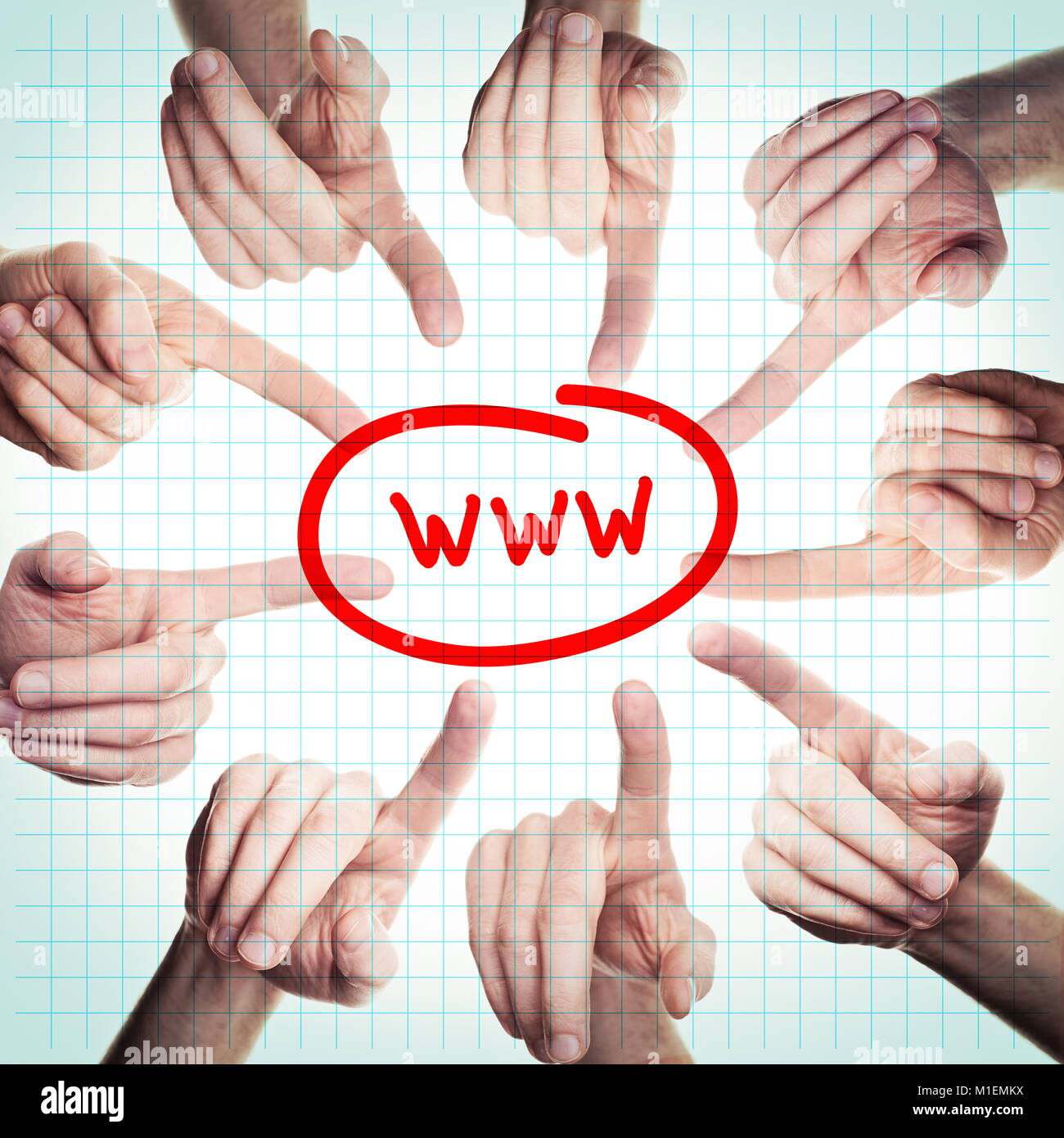 Hand pointing word online hi-res stock photography and images - Alamy