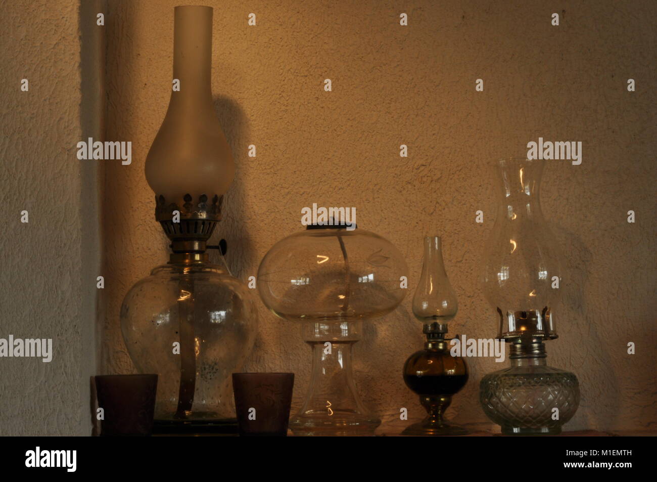 Oil lamps. Ornament on the mantelpiece. Light source. The Middle Ages ...