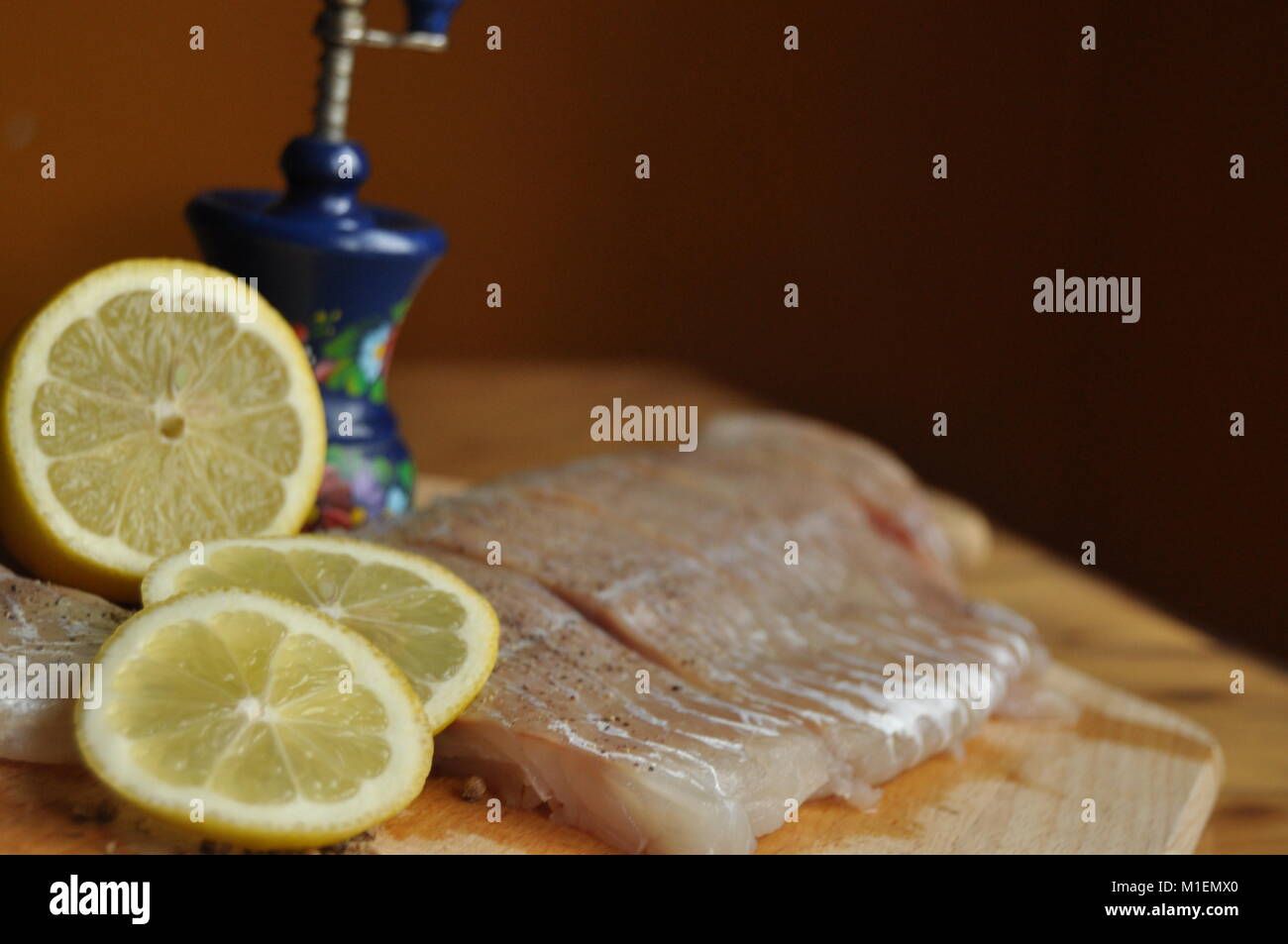 Fillet of fish. Dish, main dish. Fasting food seasoning Stock Photo - Alamy