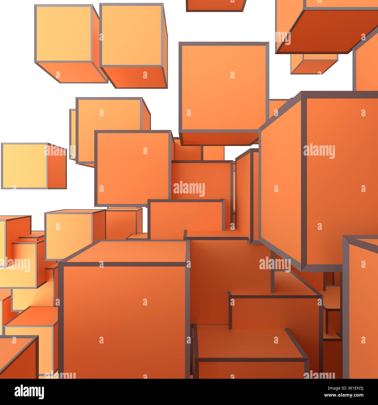 Abstract Image Of Cubes Background In Orange Toned Stock Photo - Alamy