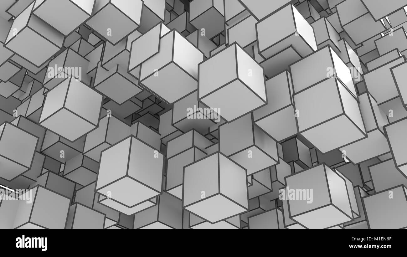 Abstract Image Of Cubes Background In Gray Toned Stock Photo - Alamy