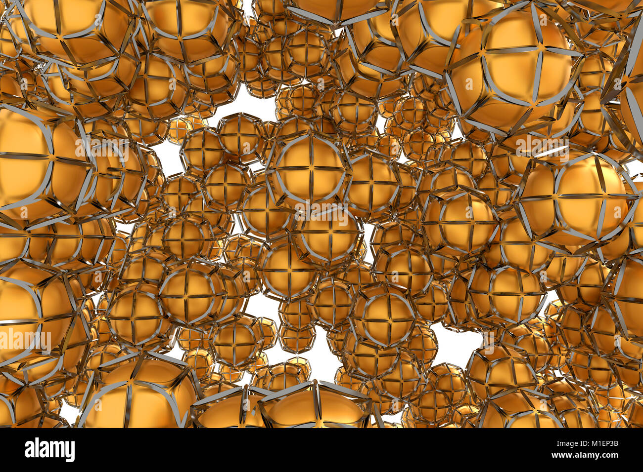 Metal spheres in a frame shell Stock Photo - Alamy