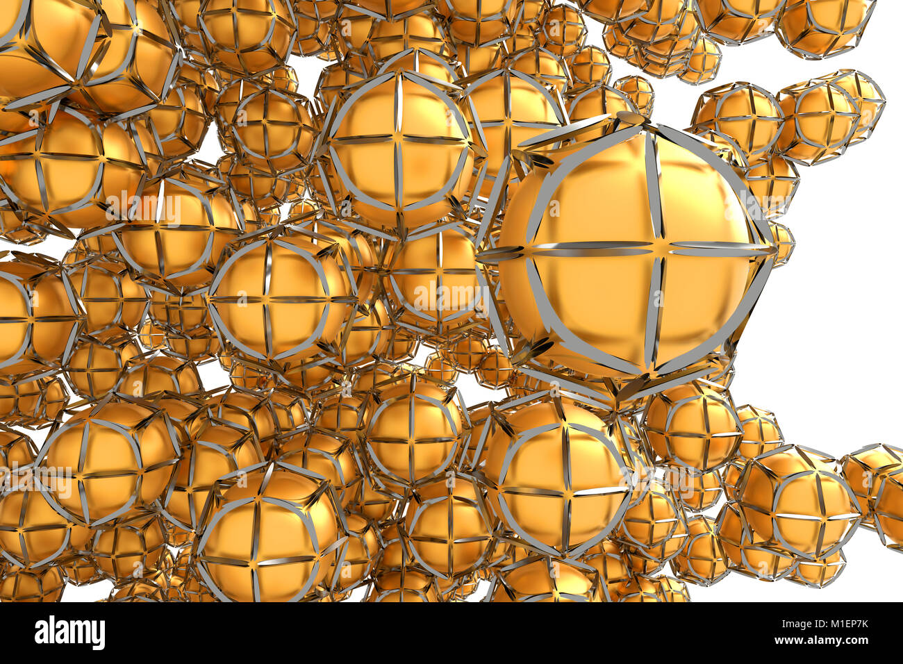 Metal spheres in a frame shell Stock Photo - Alamy