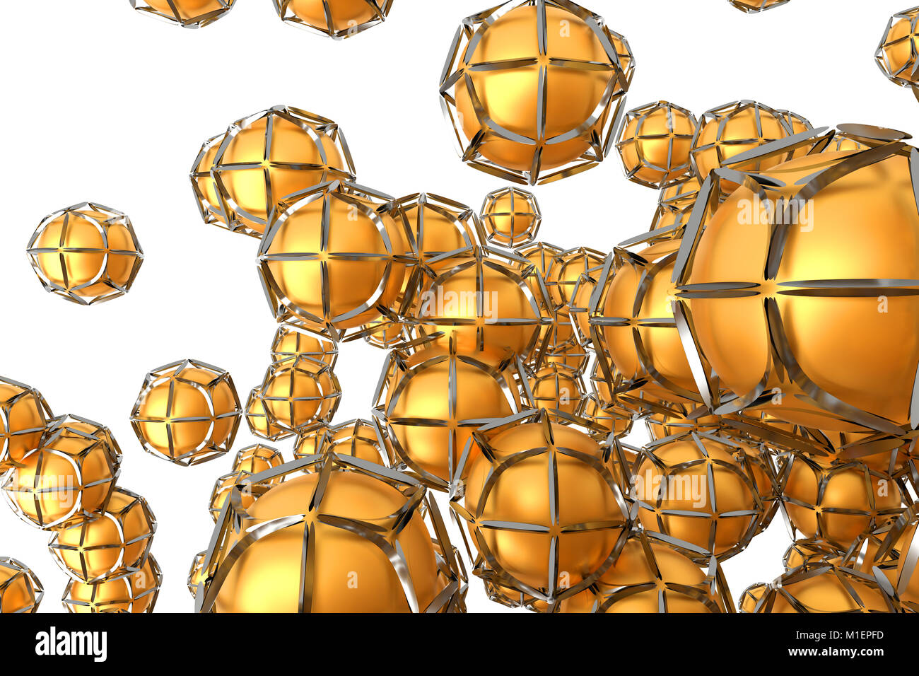 Metal spheres in a frame shell Stock Photo - Alamy
