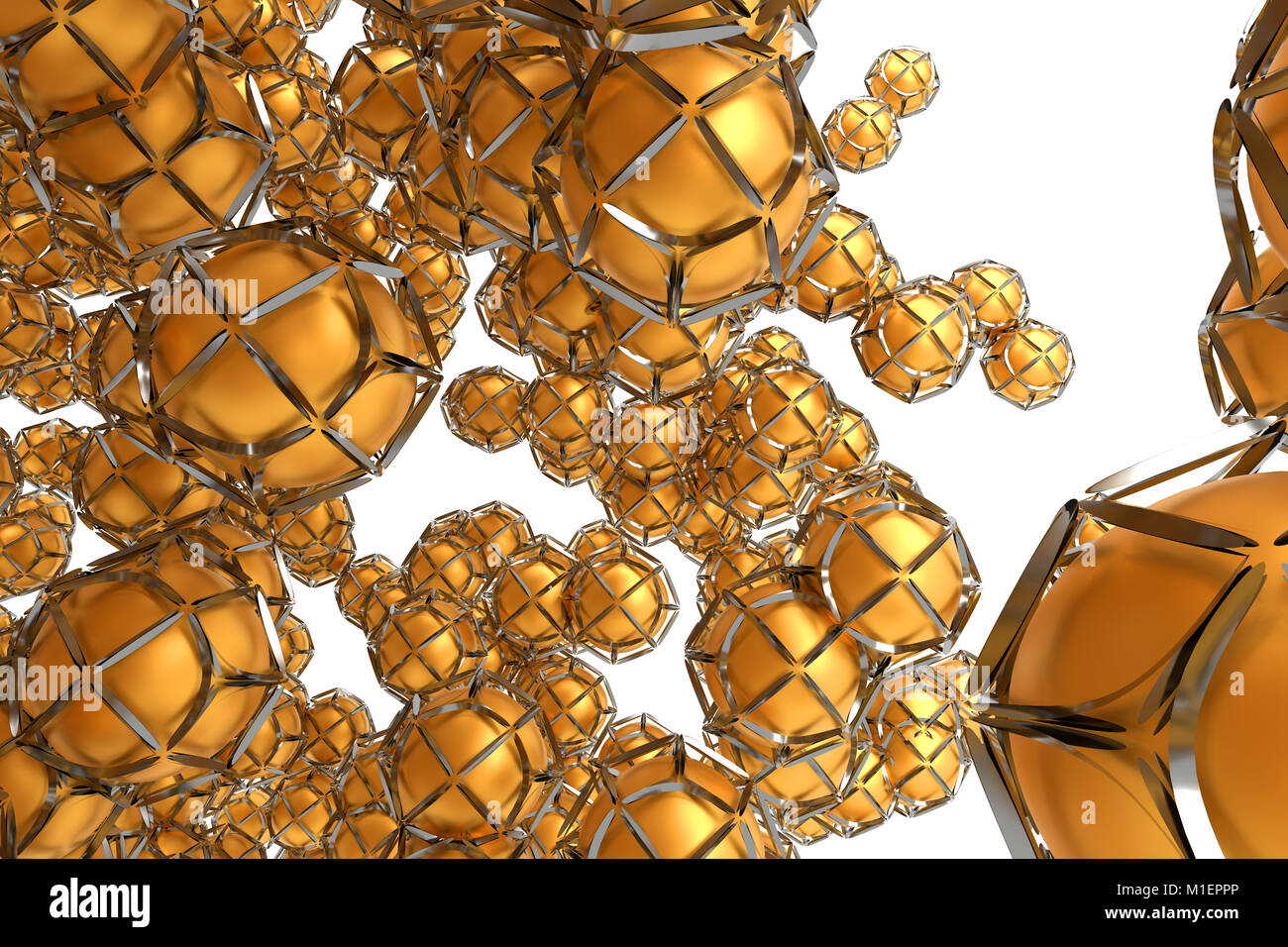Metal spheres in a frame shell Stock Photo - Alamy