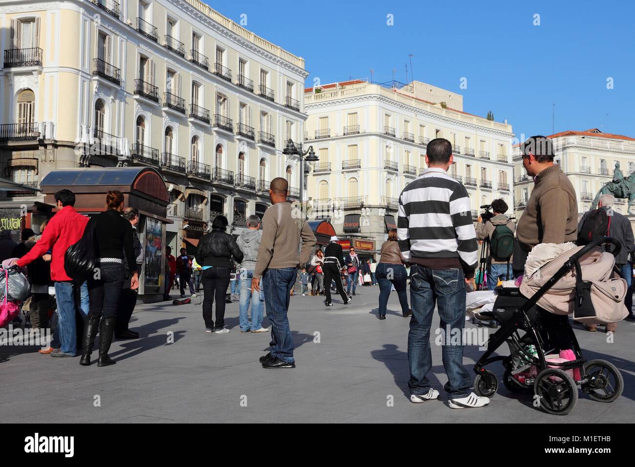 MADRID - OCTOBER 22: People visit Puerta del Sol square on October 22 ...