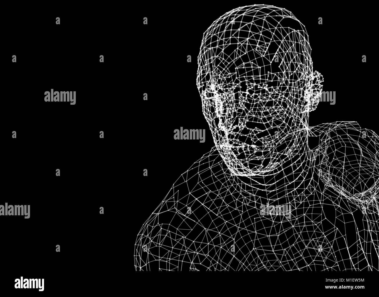 Mans Head. Dots and lines Stock Photo - Alamy