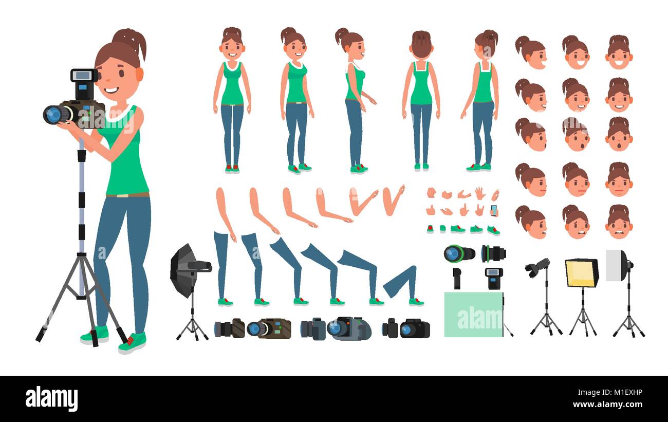 Photographer Woman Vector. Taking Pictures. Animated Female Character ...