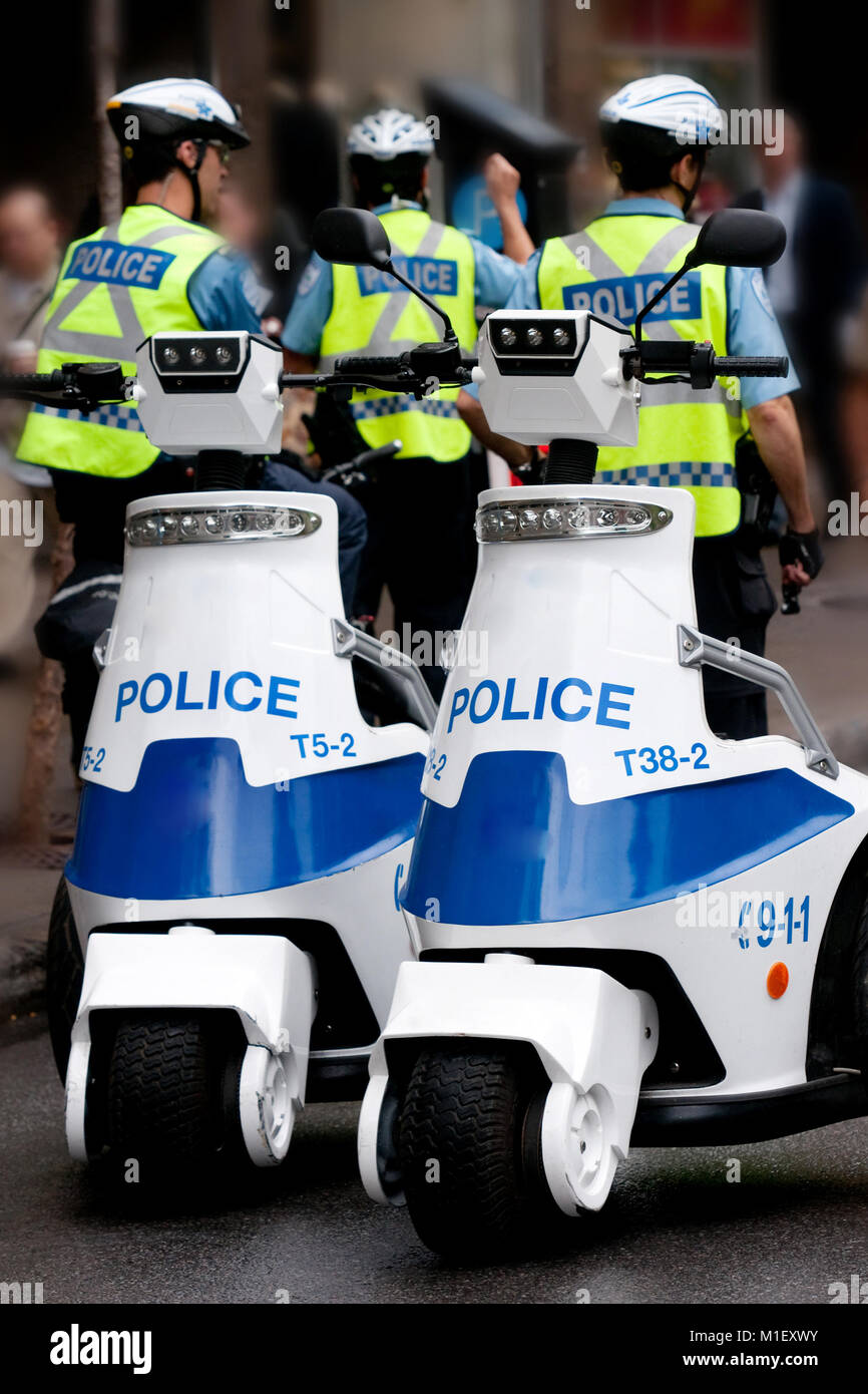 Montreal,Canada 2 September,2010. Policemen with urban police electric ...