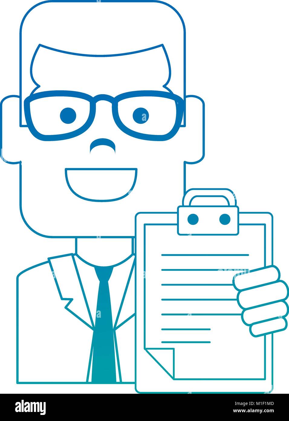 elegant businessman with checklist avatar character vector illustration ...