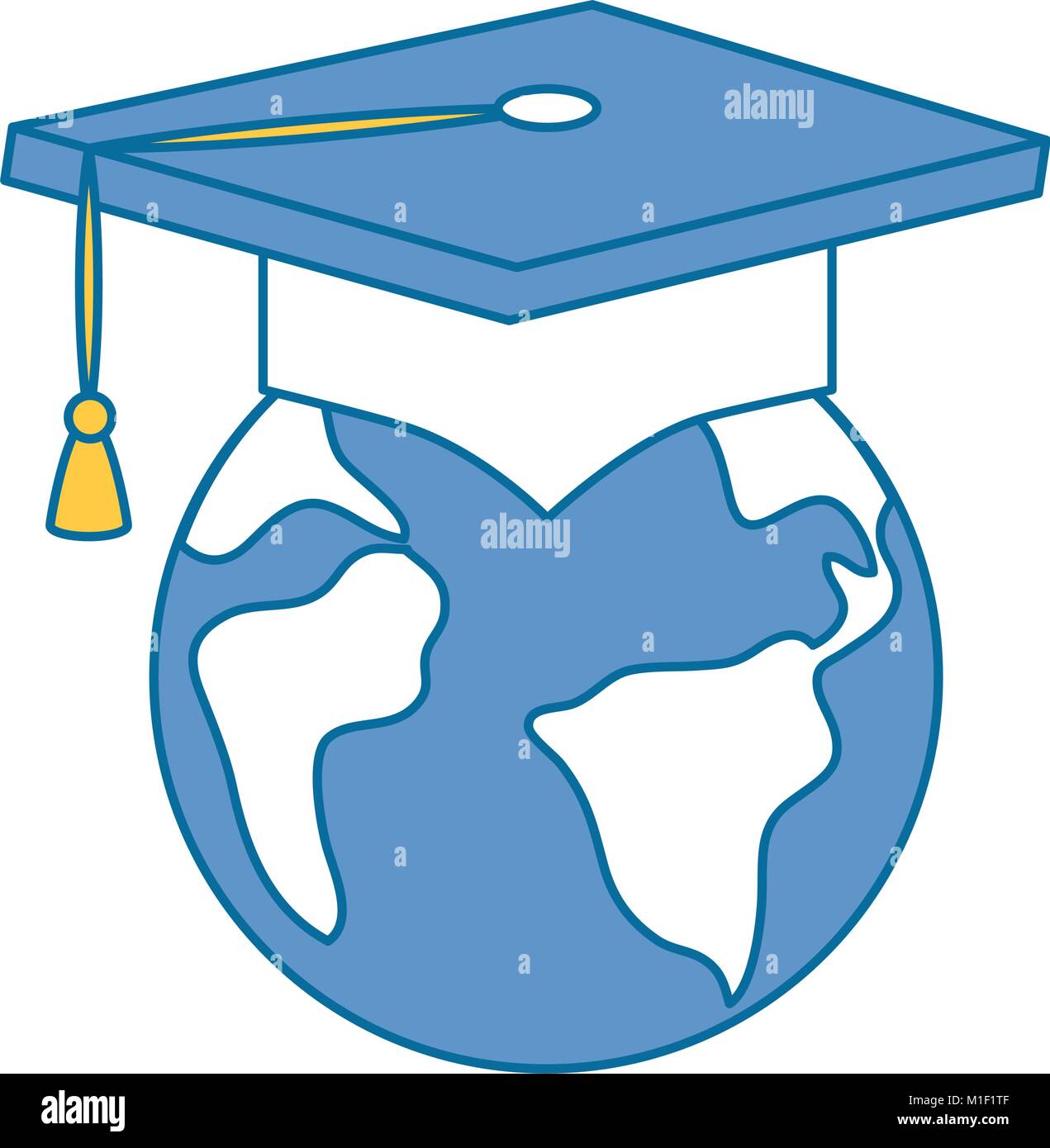 earth planet with graduation hat vector illustration design Stock ...