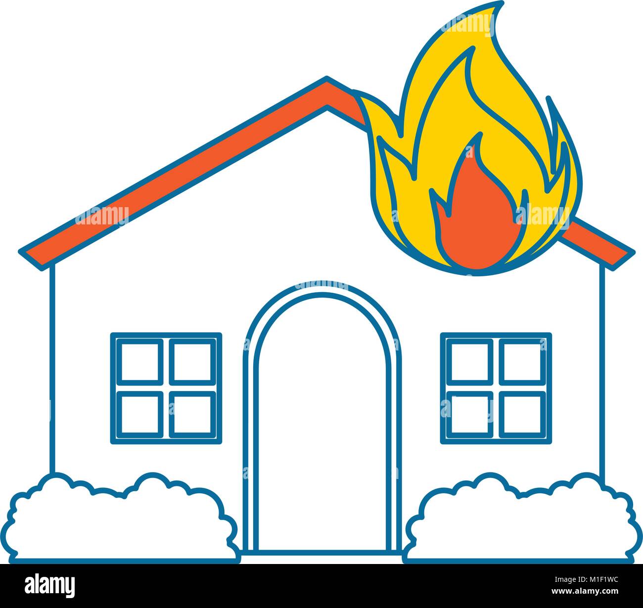 house with fire flame vector illustration design Stock Vector Image ...