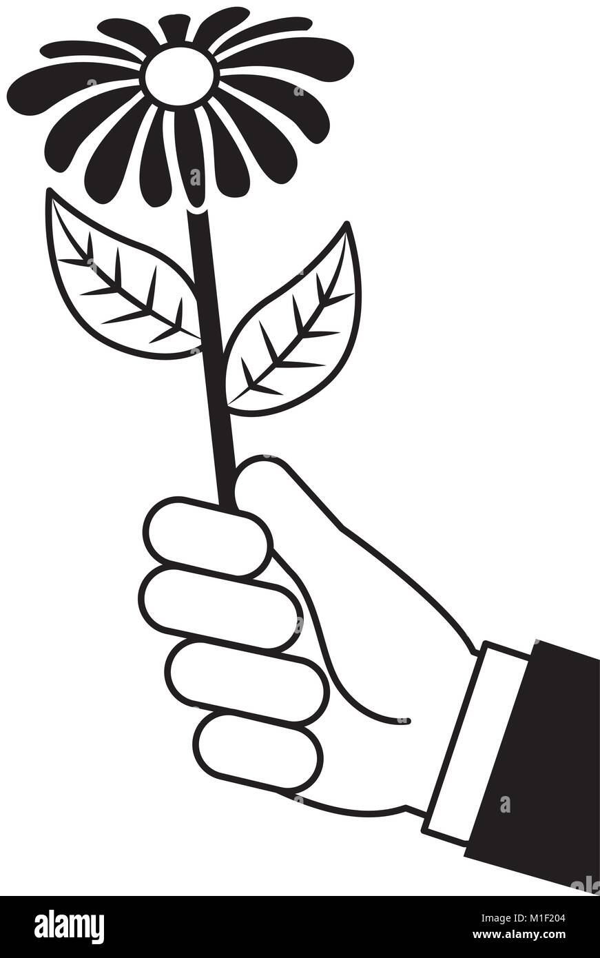 hand holding beautiful flower nature vector illustration Stock Vector ...
