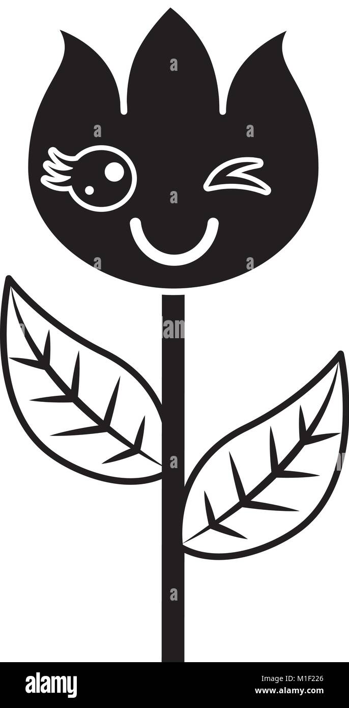 kawaii flower decoration character cartoon vector illustration Stock ...