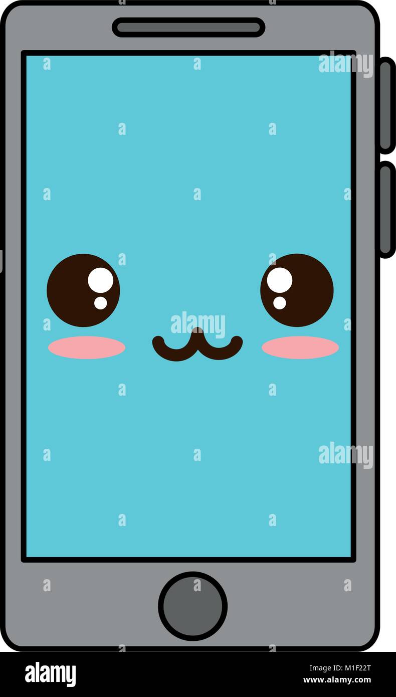 smartphone device kawaii character vector illustration design Stock ...