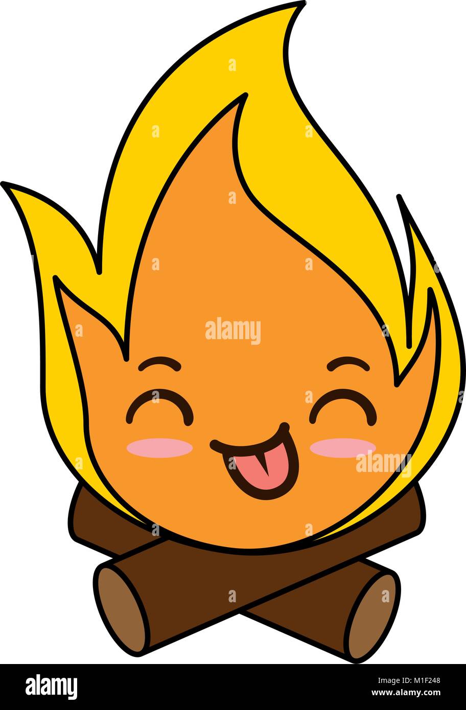 fire flame kawaii character vector illustration design Stock Vector ...