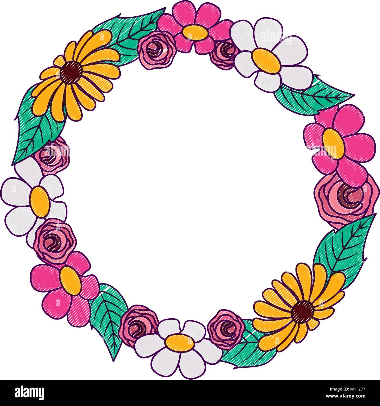 round floral flowers arrangement spring decoration vector illustration ...