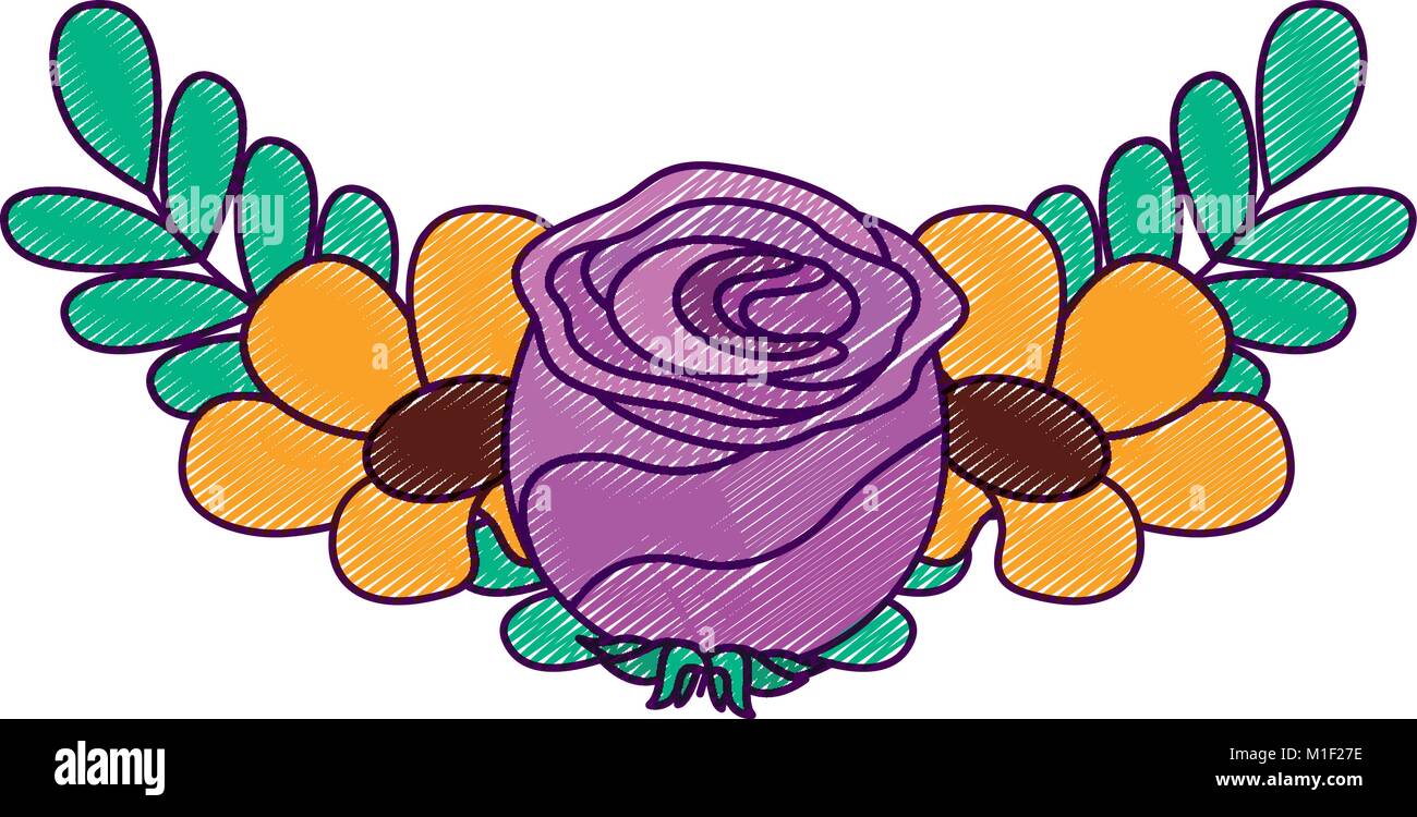 flowers and leaves natural spring decoration vector illustration Stock ...