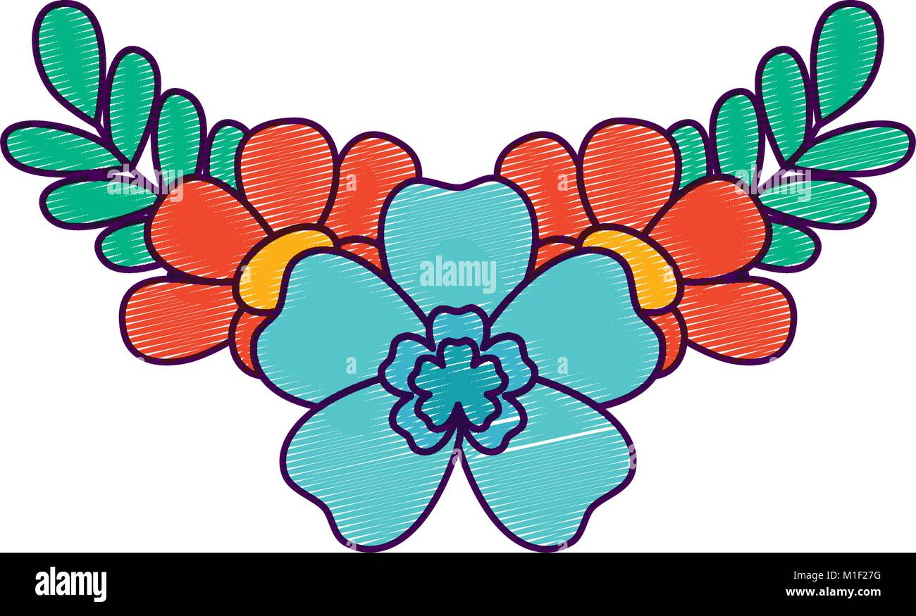 flowers and leaves natural spring decoration vector illustration Stock ...