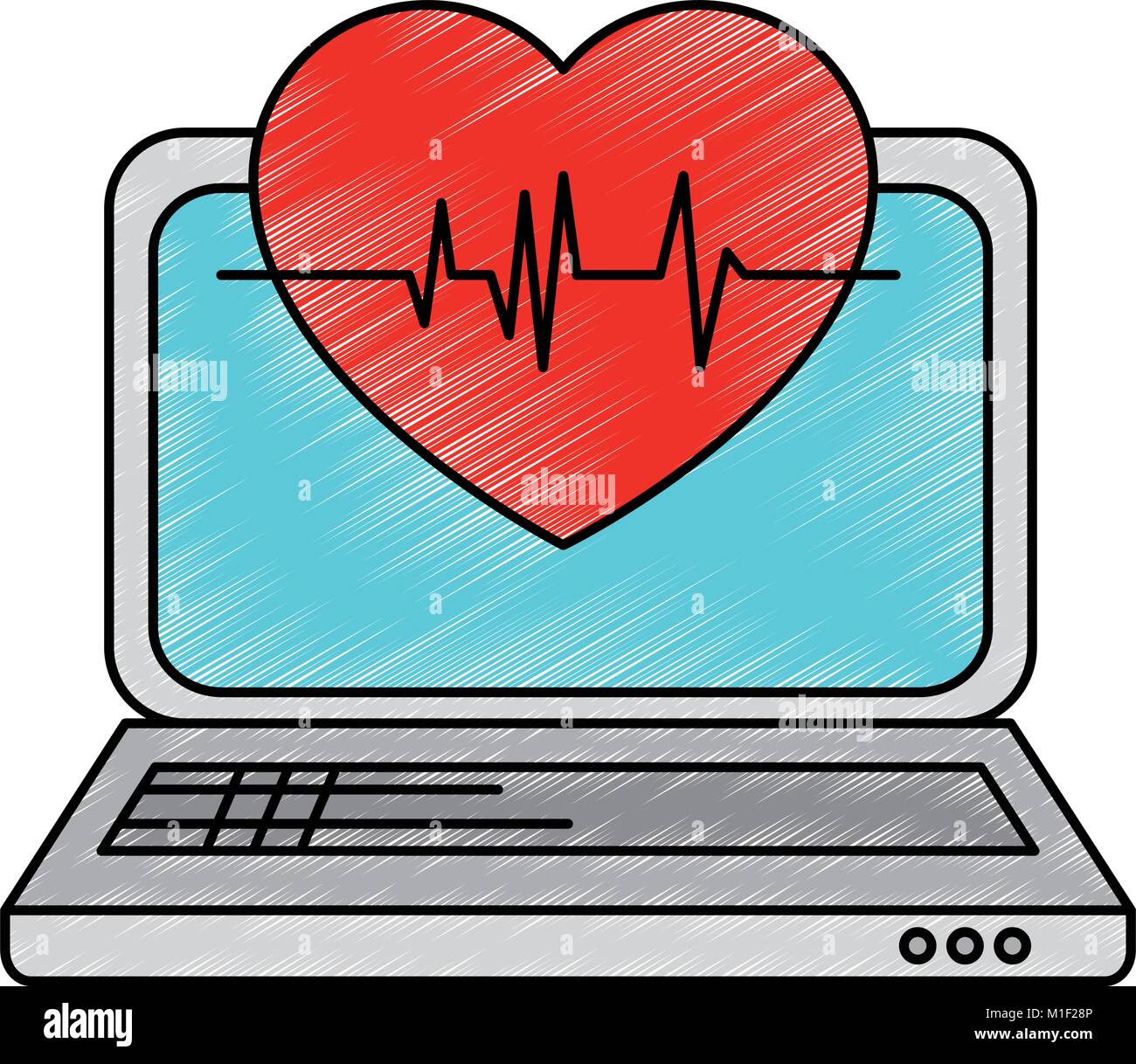 laptop computer with heart cardio vector illustration design Stock ...