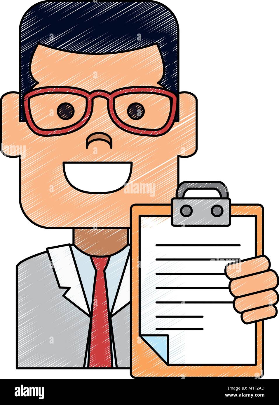 elegant businessman with checklist avatar character vector illustration ...