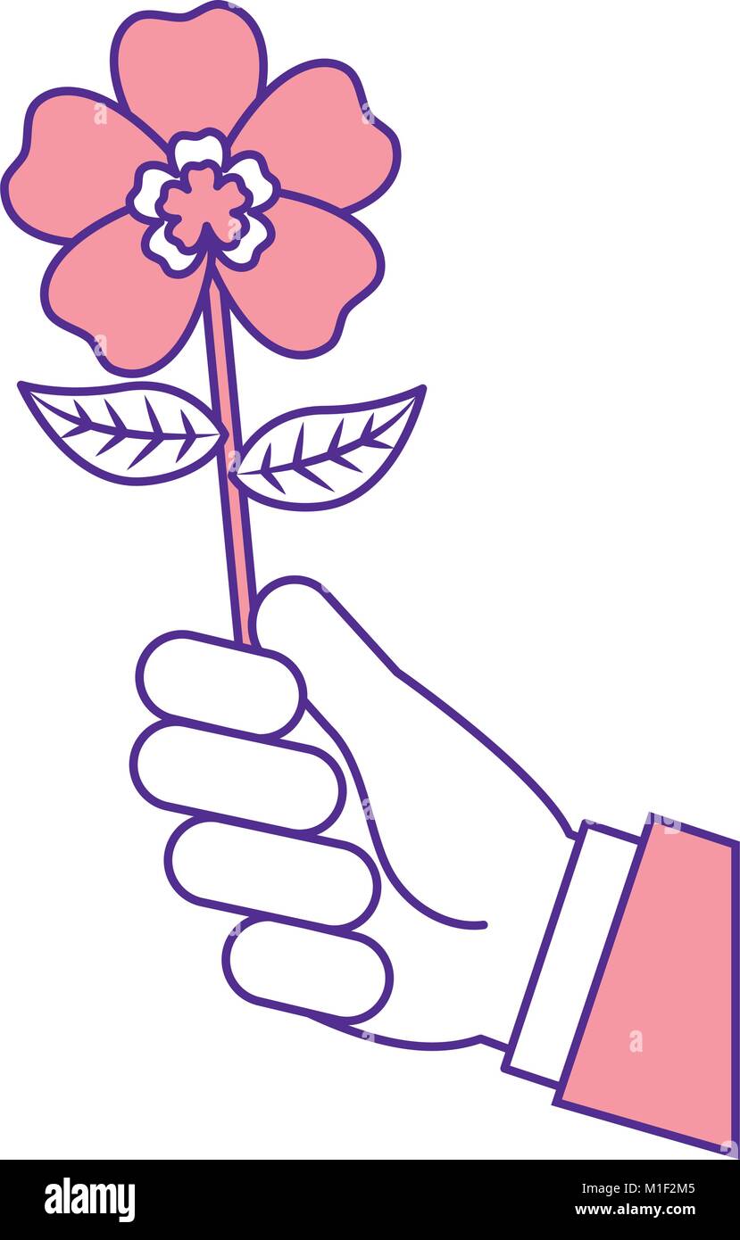 hand holding beautiful flower nature Stock Vector Image & Art - Alamy