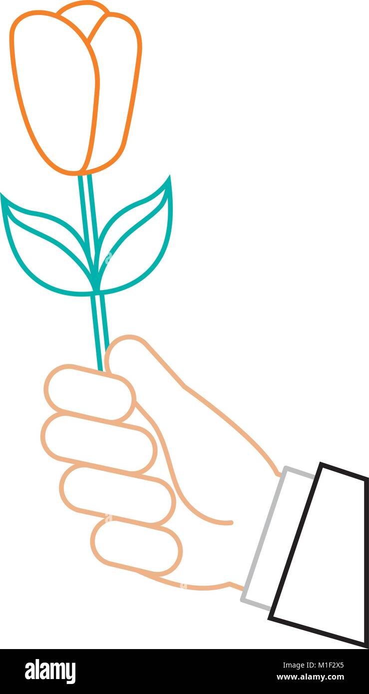 hand holding beautiful flower nature Stock Vector Image & Art - Alamy