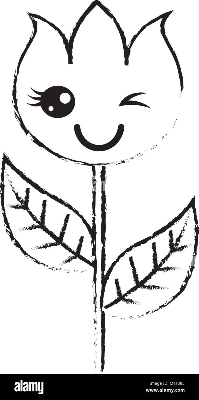 kawaii flower decoration character cartoon Stock Vector Image & Art - Alamy